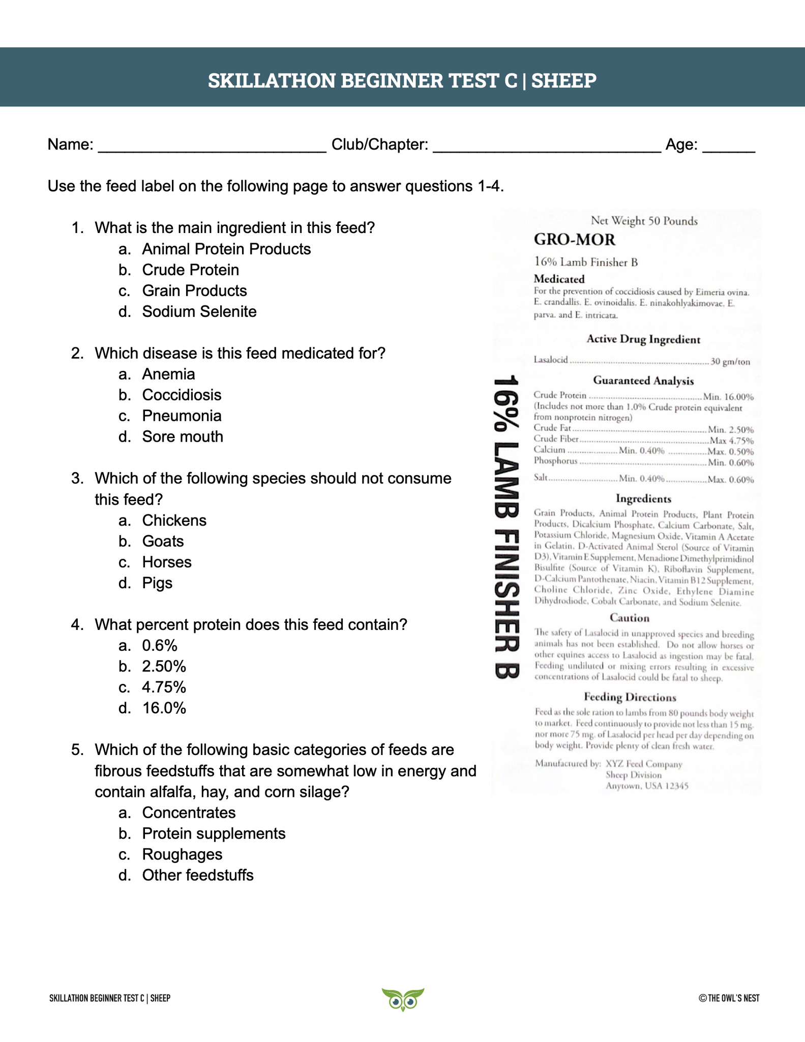Skillathon Tests & Study Guides– The Owl's Nest