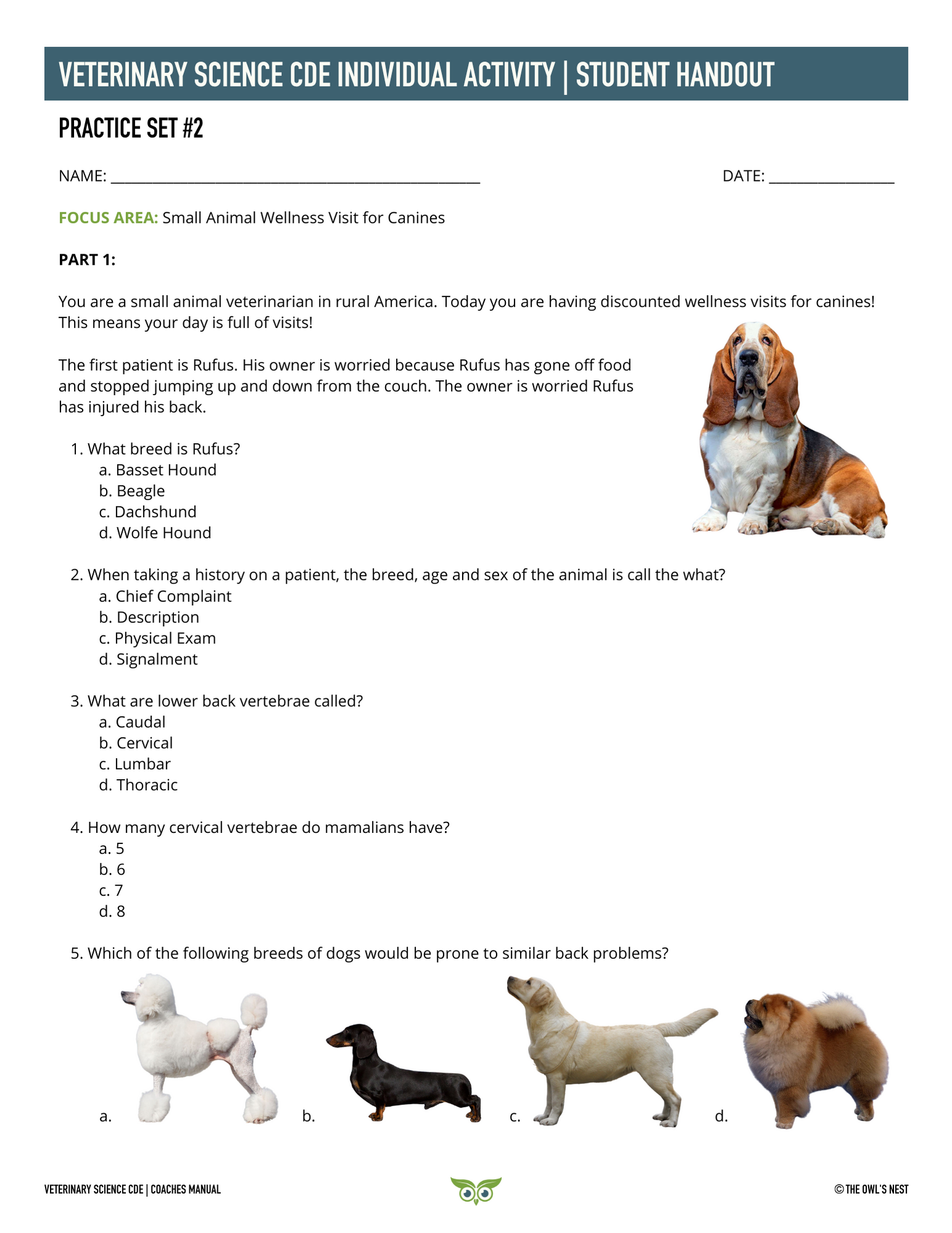 Veterinary Science CDE Coaches Manual– The Owl's Nest