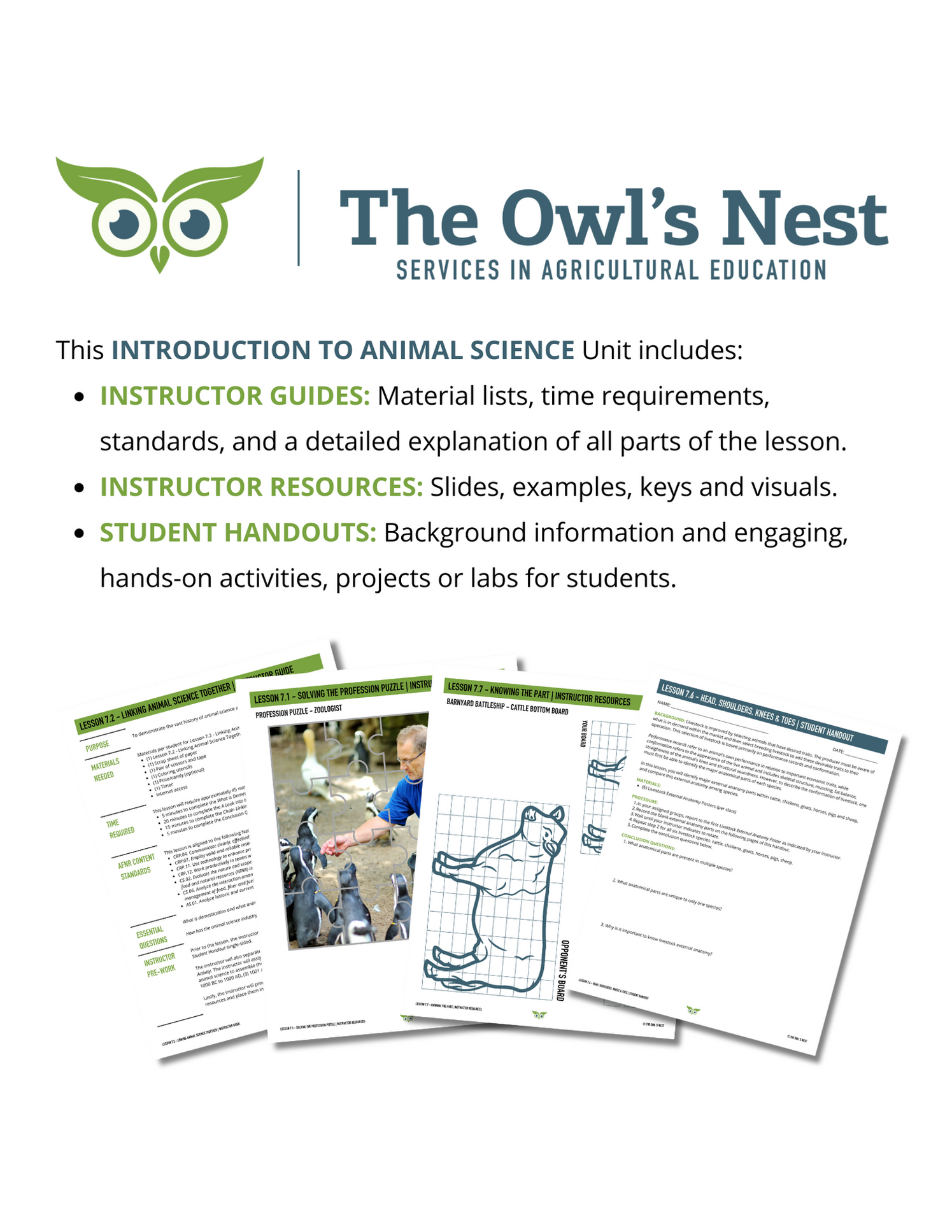 Introduction to Animal Science Unit | The Owl's Nest