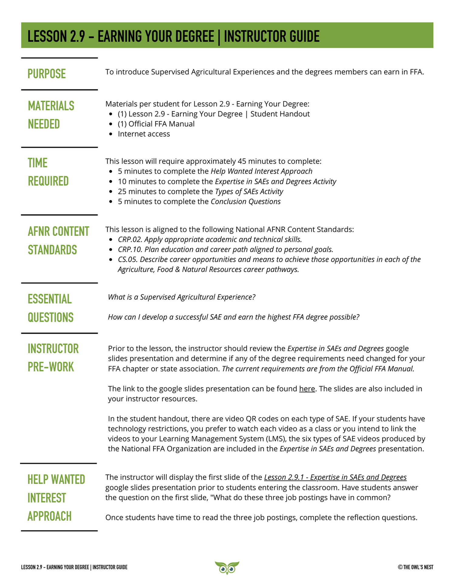 Introduction to SAEs Lesson | The Owl's Nest